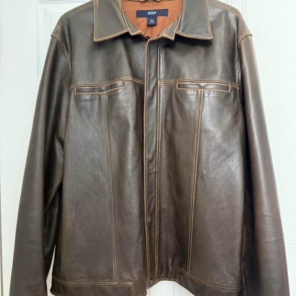 GAP | Jackets & Coats | Gap Mens Dark Brown Leather Jacket On Trend ...
